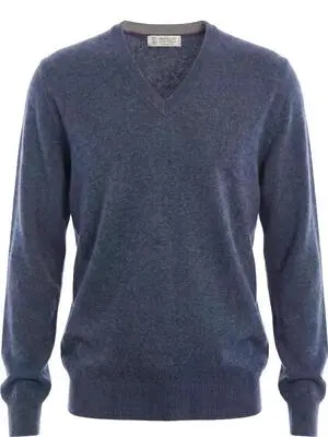Brunello Cucinelli Cashmere V-neck Sweater - Blue