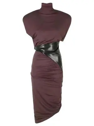 Andamane Ursula Draped Midi Dress - Brown