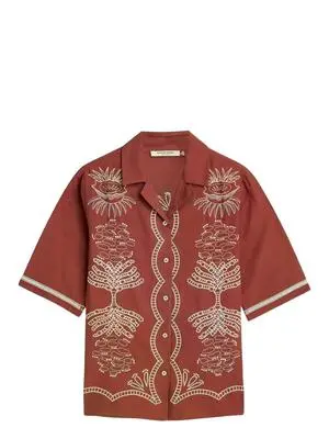 Scotch & Soda Embroidered Short-sleeve Shirt - Red