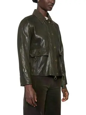 THE JACKIE LEATHERS Leather Zip-up Jacket - Green