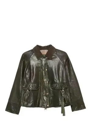 THE JACKIE LEATHERS Leather Zip-up Jacket - Green