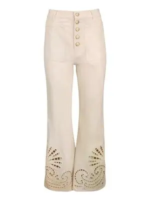 Ulla Johnson Lou Embroidered Flared Jeans - Neutrals