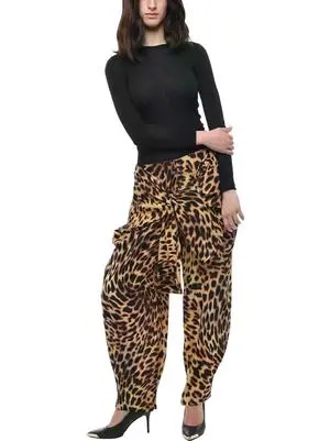 Stella McCartney Leopard-print Silk Trousers - Neutrals