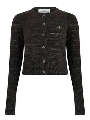 VIVIENNE WESTWOOD Orb-embroidered Puff-sleeve Cardigan - Black