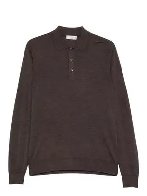 FERRANTE Long-sleeve Polo Shirt - Brown