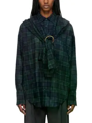 DARKPARK Check Pattern Ring Detail Shirt - Blue