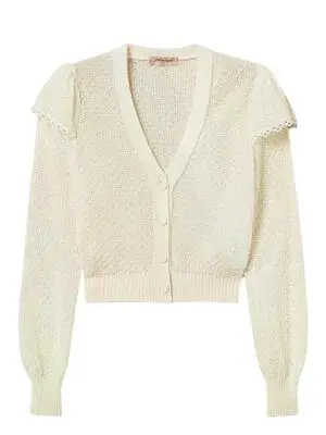 TWINSET Knitted Cardigan With Flounces And Scalloped Trim - Neutrals