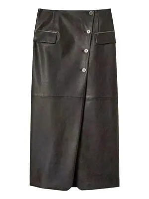 TWINSET Leather-like Wrap Skirt - Black