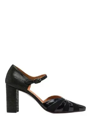 Chie Mihara Pointed-toe Heeled Pumps With Snakeskin-effect Panels - Black
