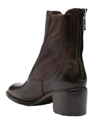 LEMARGO Rear-zip Leather Ankle Boots - Brown