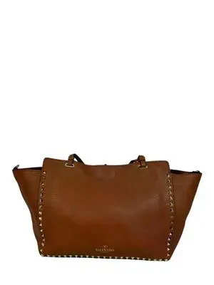 Valentino Garavani 2010s Rockstud Trapeze Tote Bag - Brown
