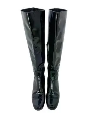 Saint Laurent Glitter Heel Knee-high Boots - Black