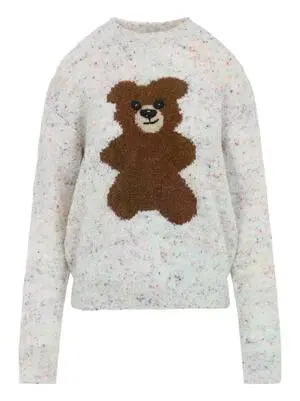 Moschino Moschino Teddy Bear Wool Bouclé Sweater Neutrals