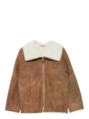 MANZONI 24 Shearling-collar Suede Jacket - Brown