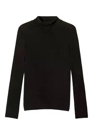 TWINSET Fitted Turtleneck Top With Draping - Black