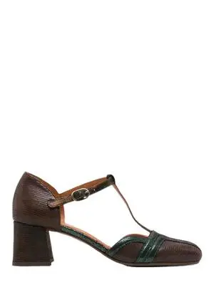 Chie Mihara Volai Lizard-effect T-bar Heeled Pumps - Brown