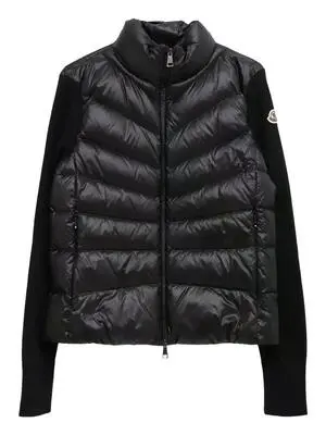 Moncler Quilted Knit-sleeve Jacket - Black