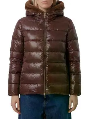 Herno Quilted Faux-fur Trimmed Hooded Jacket - Brown