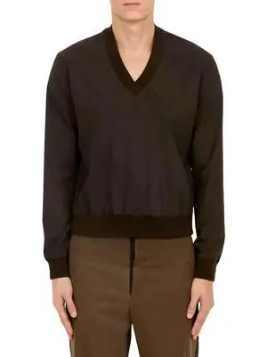 MAISON MARGIELA V-neck Long Sleeve Top - Brown