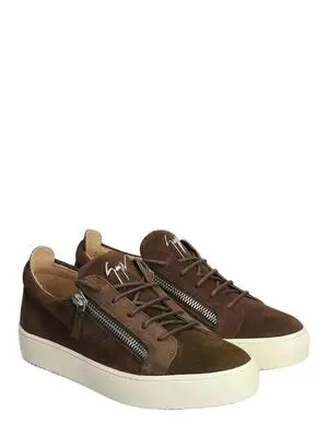 GIUSEPPE ZANOTTI Side-zip Suede Sneakers - Brown