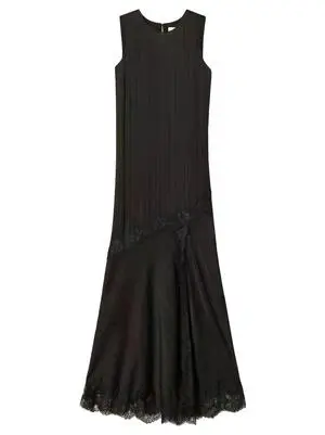 TWINSET Long Satin And Lace Dress - Black