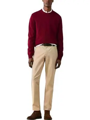 HACKETT LONDON Crew Neck Sweater With Suede Elbow Patches - Red