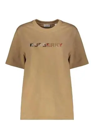 Burberry Logo Embroidered T-shirt - Neutrals