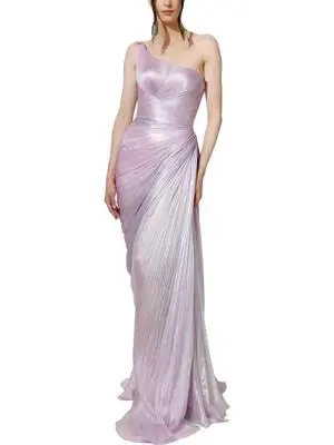 IRIS SERBAN Penelope One-shoulder Draped Gown - Purple