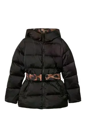 TWINSET Puffer Jacket With Reversible Belt And Hooded Detail - Black