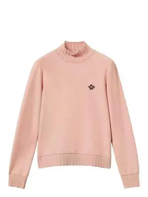 TWINSET Turtleneck Jumper With Flower Brooch - Pink