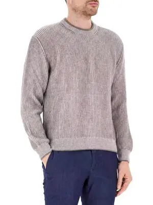 Paul & Shark Ribbed Knit Crew-neck Sweater - Grey