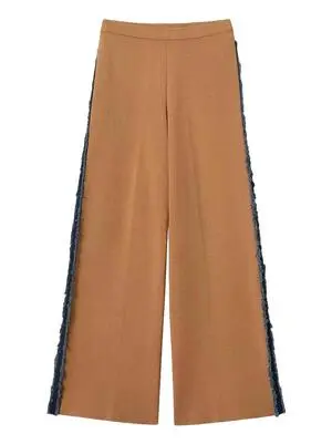 TWINSET Knit Trousers With Denim Trim - Neutrals