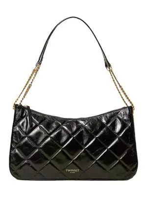 TWINSET Large Liliane Quilted Leather Bag - Black
