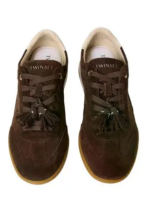 TWINSET Suede Trainers With Tassel Detail - Brown