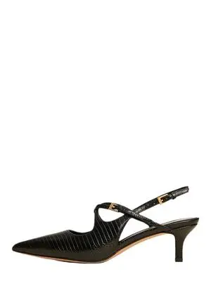 TWINSET Leather Slingbacks With Snakeskin Print - Black