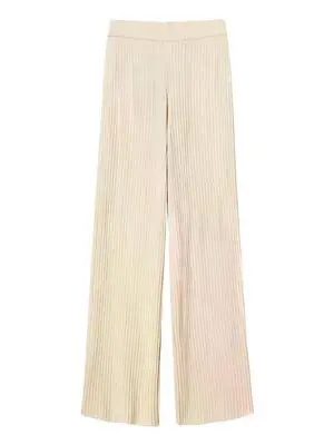 TWINSET Ribbed Knit Trousers With Elasticated Waist - Neutrals