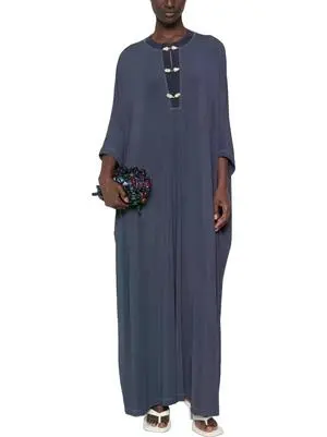 Marina Rinaldi Pearl-embellished Kaftan Maxi Dress - Blue