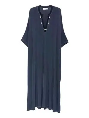 Marina Rinaldi Pearl-embellished Kaftan Maxi Dress - Blue