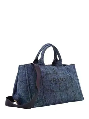 Prada Canapa Convertible Tote Bag - Blue