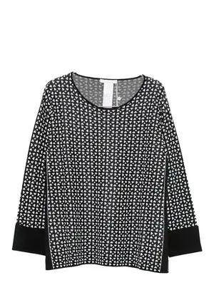 Marina Rinaldi Geometric Pattern Long Sleeve Sweater - Black