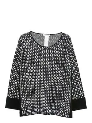 Marina Rinaldi Geometric Pattern Long Sleeve Sweater - Black