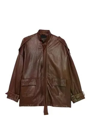 GIORGIO BRATO Leather Zip-up Jacket - Brown