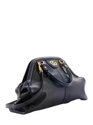 Gucci Leather Medium Satchel Top Handle Bag - Black