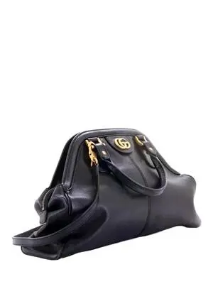 Gucci Leather Medium Satchel Top Handle Bag - Black