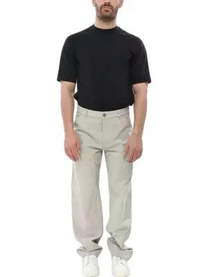 FERRAGAMO Cotton-blend Pants With Logo Button Detail - Neutrals