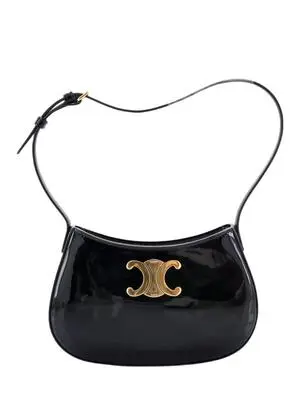 Celine Triomphe Tilly Bag Patent Medium Shoulder Bag - Black