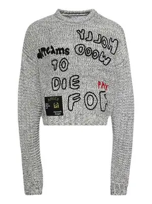 PALY Embroidered Slogan Sweater - Grey