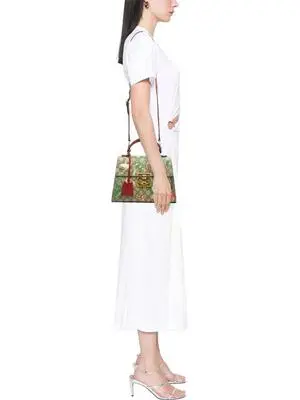 Gucci Gg Supreme Tian Padlock Satchel - Neutrals