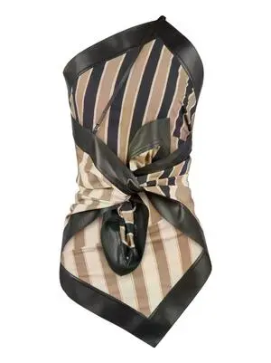 TOD'S Tod's Silk And Leather One-Shoulder Top Neutrals