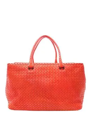 Bottega Veneta Woven Leather Tote Bag - Red